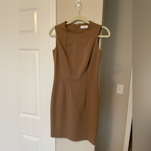 Calvin Klein | Dresses | Calvin Klein Tan Work Dress | Poshmark